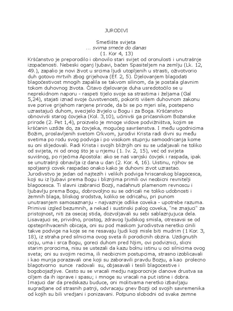 Jurodivi Hrista Radi | PDF