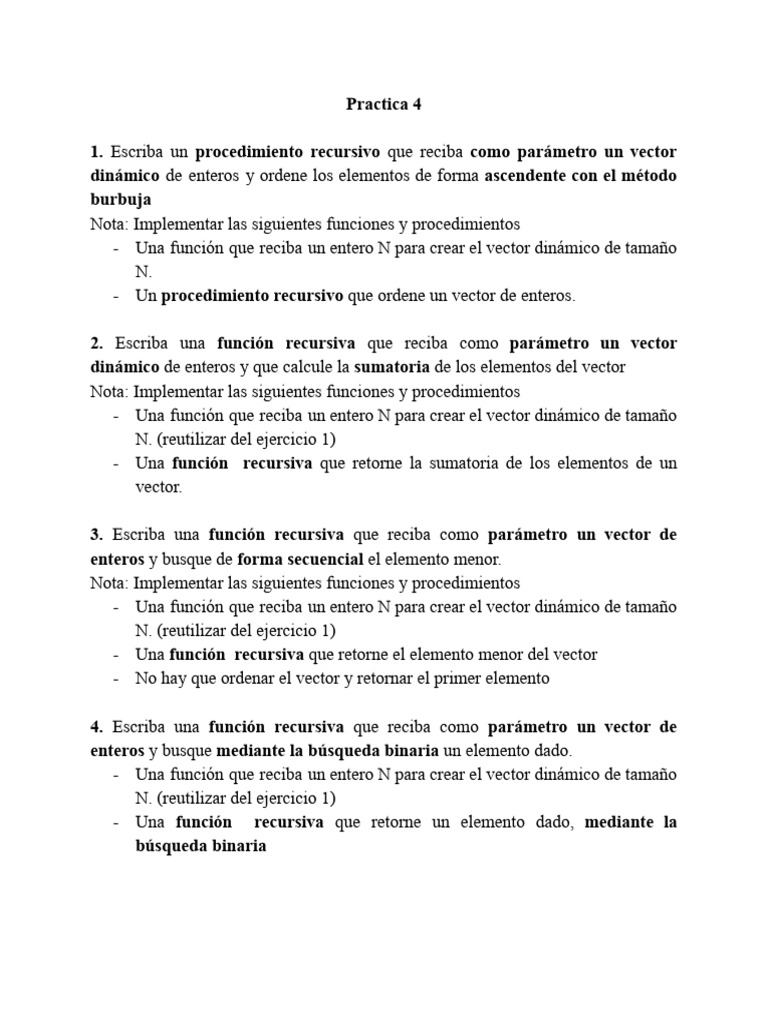 Practica 4 - Recursividad | PDF | Función (Matemáticas) | Matriz ...