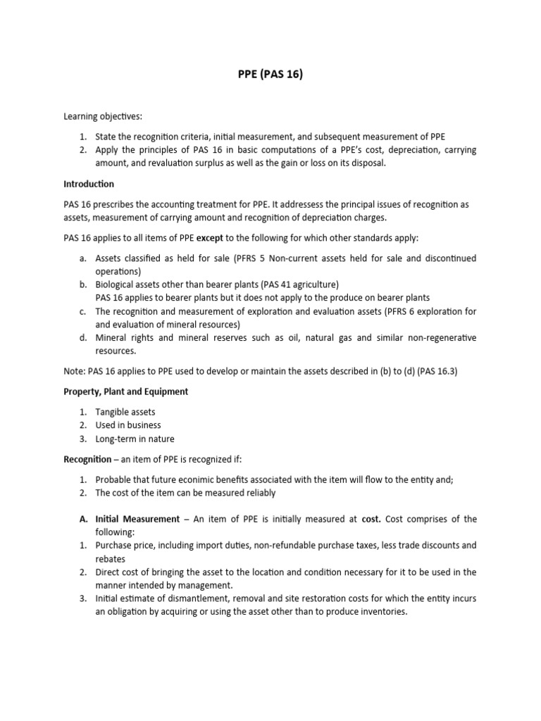 Ppe Concept Pdf Depreciation Fixed Asset