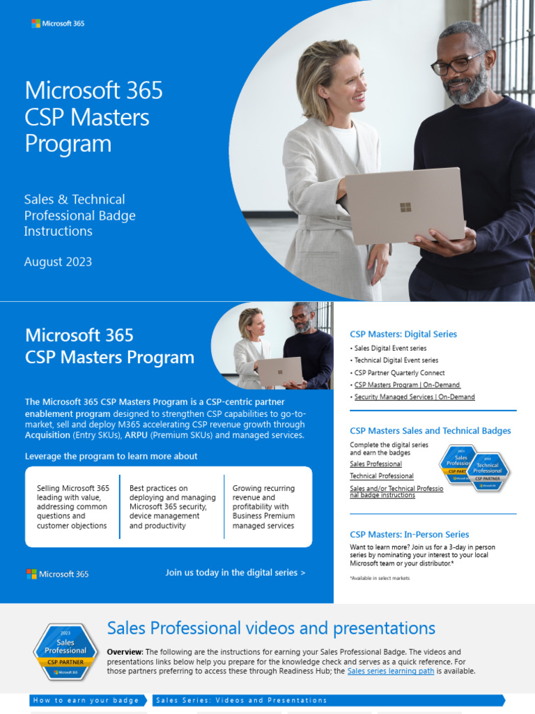 M365 CSP Masters Professional Badge Instructions | PDF | Microsoft ...