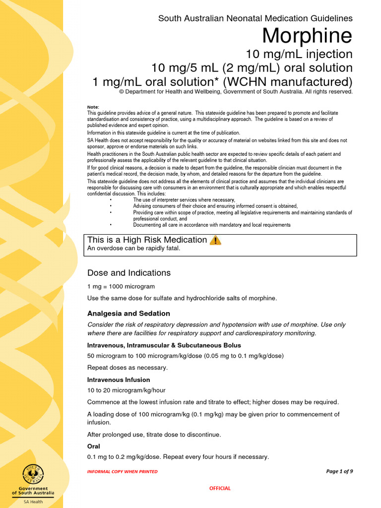 Morphine Neo v4 3 | PDF | Morphine | Intravenous Therapy