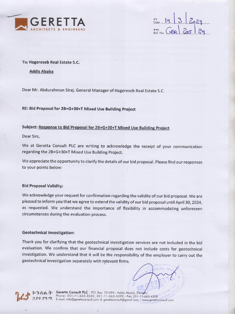 Response To Bid Proposal | PDF