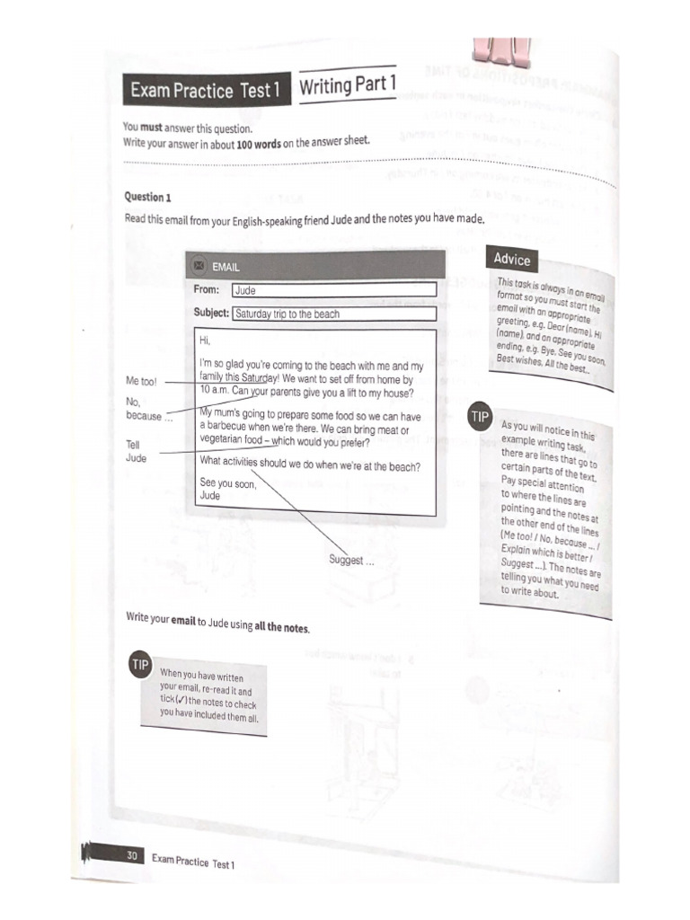 Writing Test 1 Pet | PDF