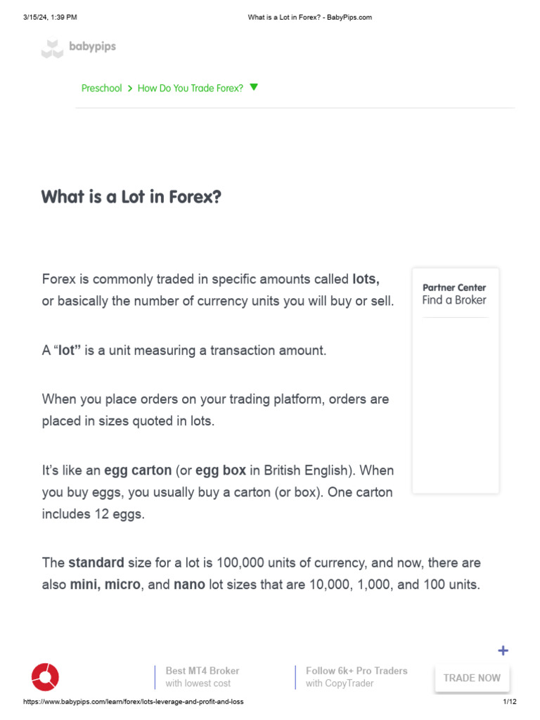 4-What is a Lot in Forex_ - BabyPips.com | PDF | Margin (Finance ...