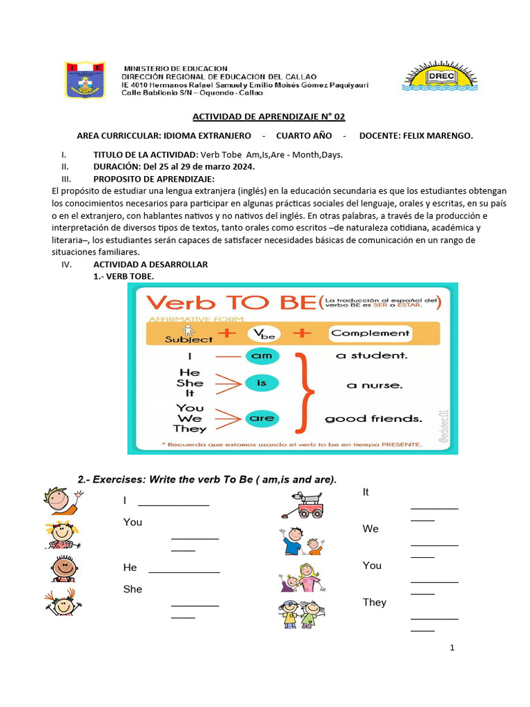 1.- ACTIVIDAD DE APRENDIZAJE-FOURTH GRADE | PDF | Lingüística