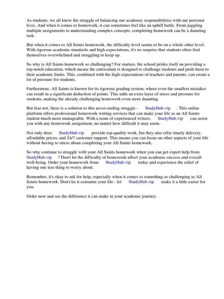 All Saints Homework | PDF | Homework | Saint