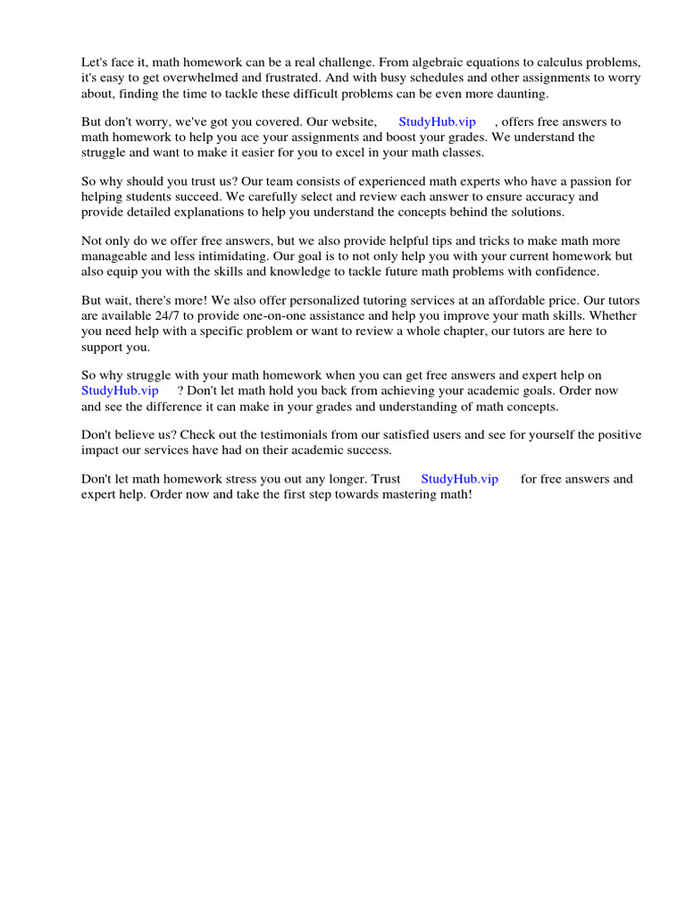 Math Homework Help for Students | PDF | Homework | Mathematics