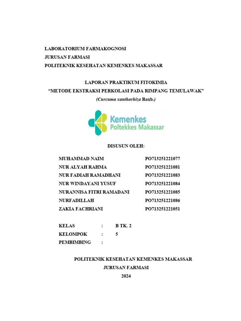 Laprak Ekstraksi Temulawak Metode Perkolasi | PDF