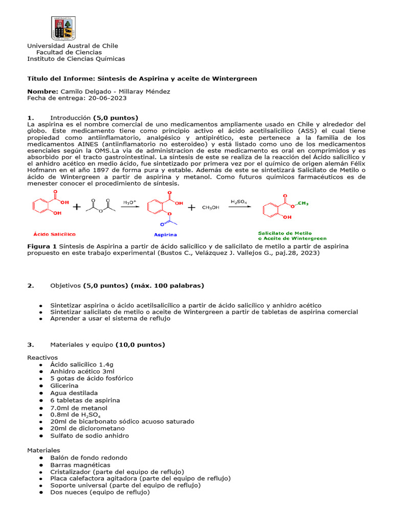 Informe Aspirina | PDF | Aspirina | Sustancias químicas