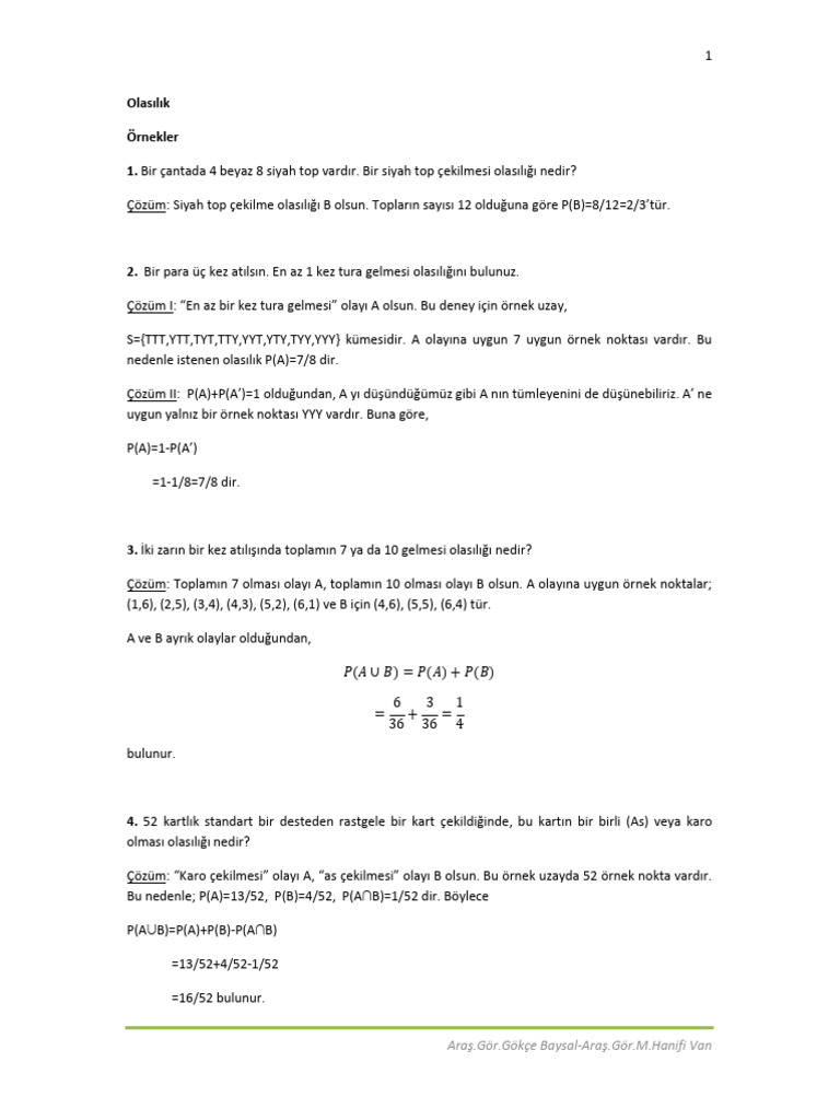 Olasilik_ornekler (2) | PDF