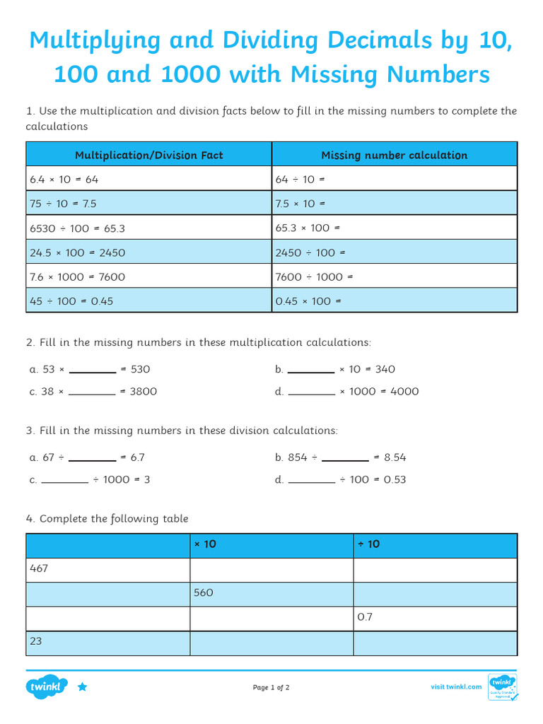t2 M 4837 Multiplying and Dividing Decimals by 10 100 Amp 1000 With ...