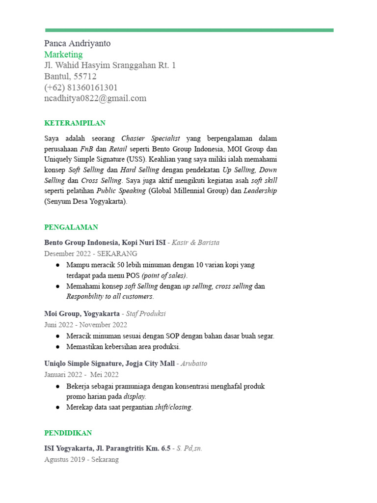 Cv-Panca Andriyanto | PDF