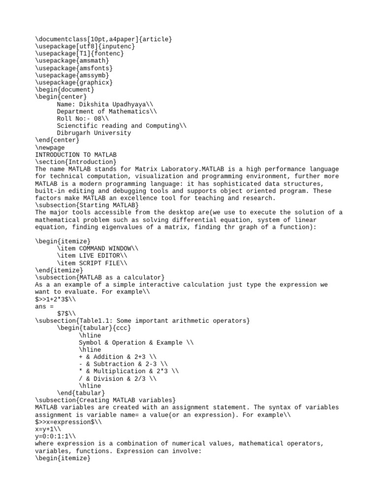 Documentclass (10pt, A4paper) (Article) | PDF | Matlab | Trigonometric Functions