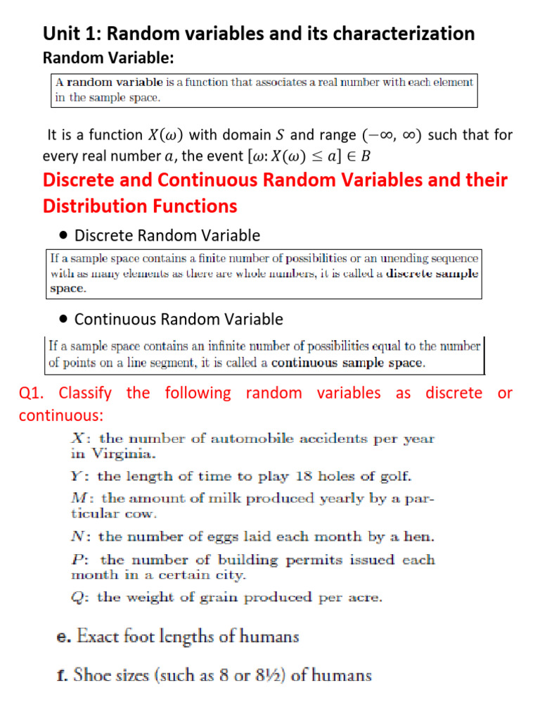 Unit 1 | PDF | Probability Distribution | Random Variable