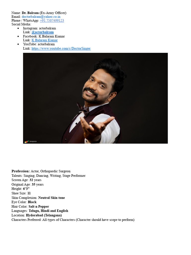 DR Balaram Ka Profile | PDF