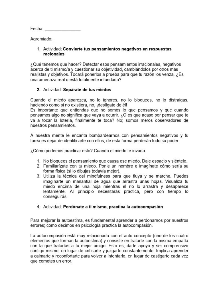 Autoestima 1 | PDF | Pensamiento | Autoestima