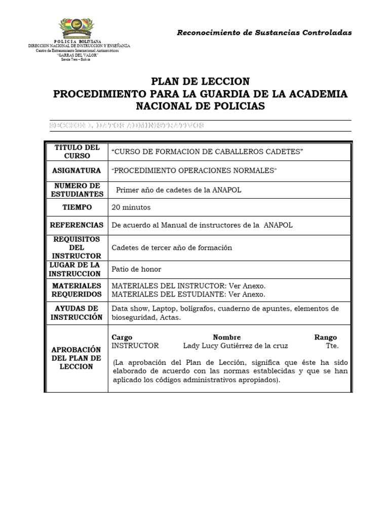 Plan de Leccion de La Guardia | PDF | Bolivia