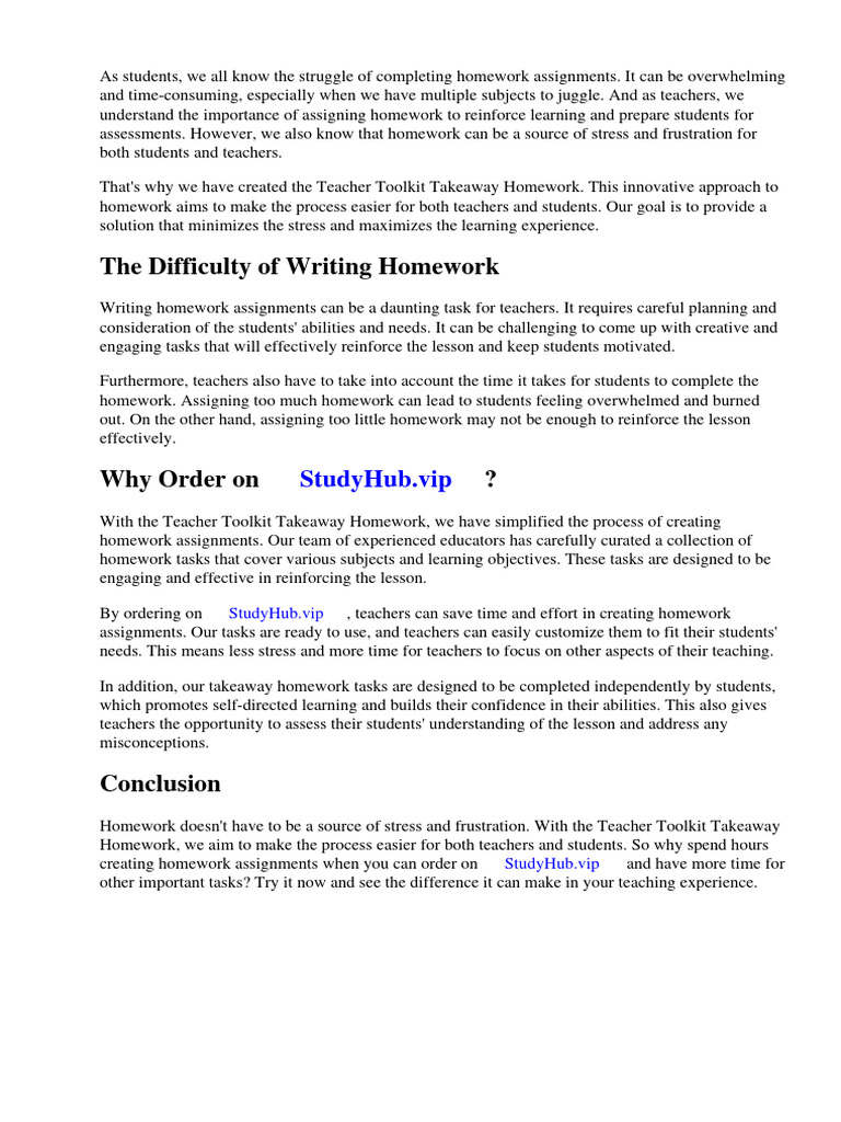 Teacher Toolkit Takeaway Homework | PDF | Homework | Teachers