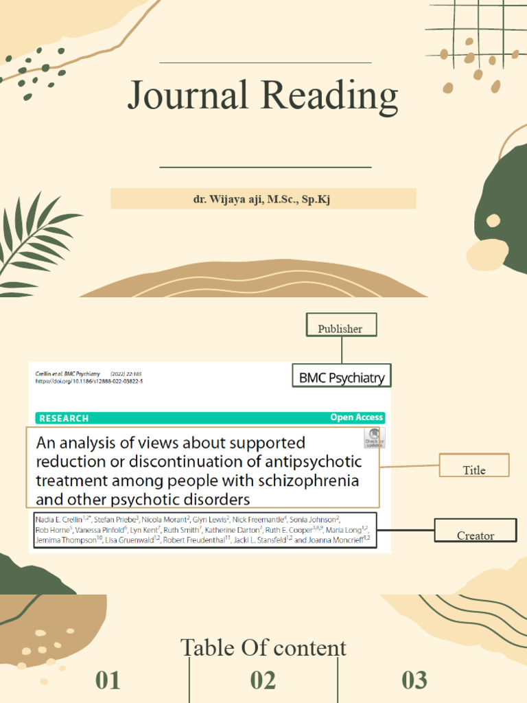 2. Journal Reading 1 | PDF | Antipsychotic | Schizophrenia