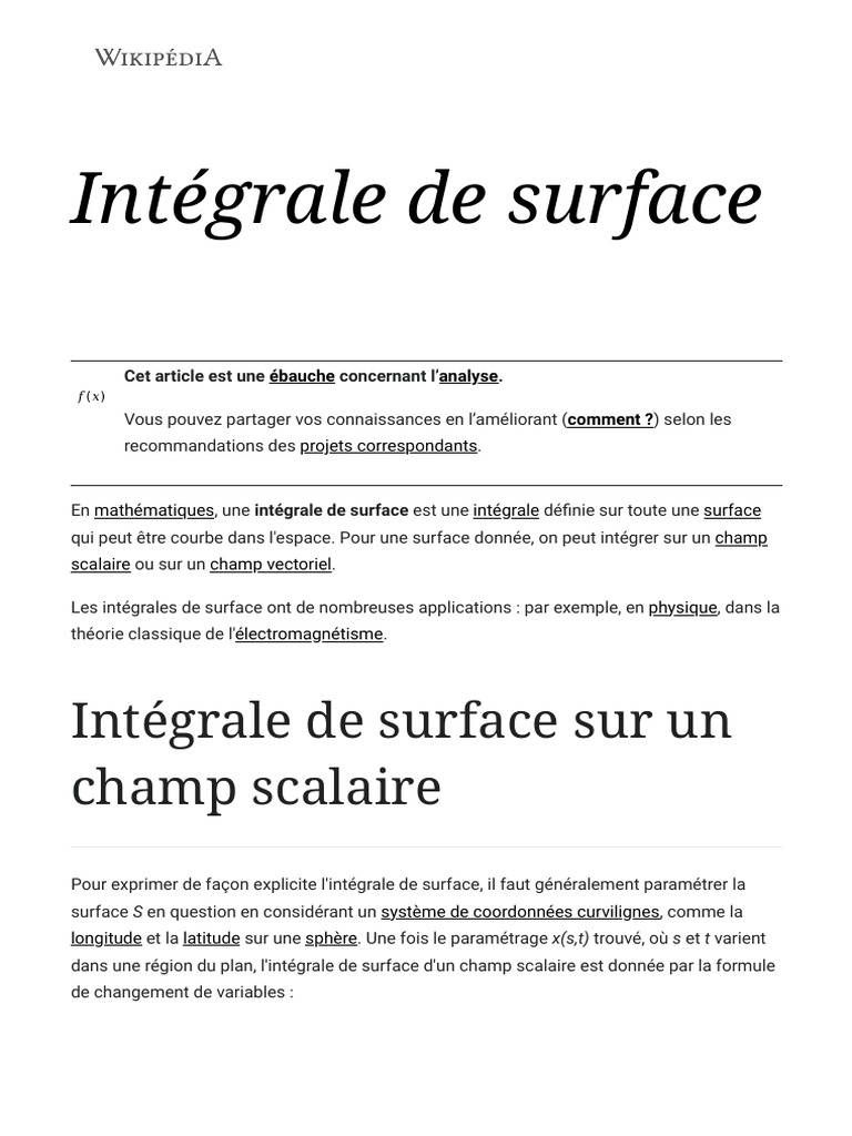 Intégrale de surface en mathématiques | PDF | Intégral | Champ (physique)