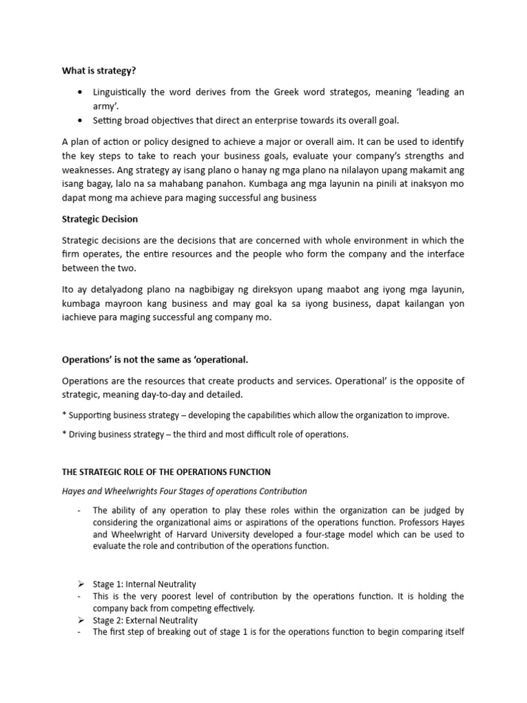 Chapter 3 Operations Strategy Summarized | PDF | Market (Economics ...