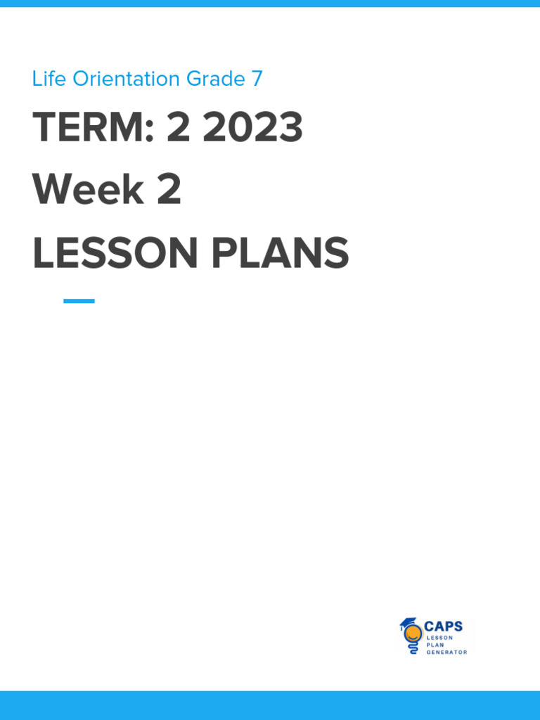 7 - Life Orientation - TERM - 2 - Week 2 - Lesson Plans | PDF | Lesson ...