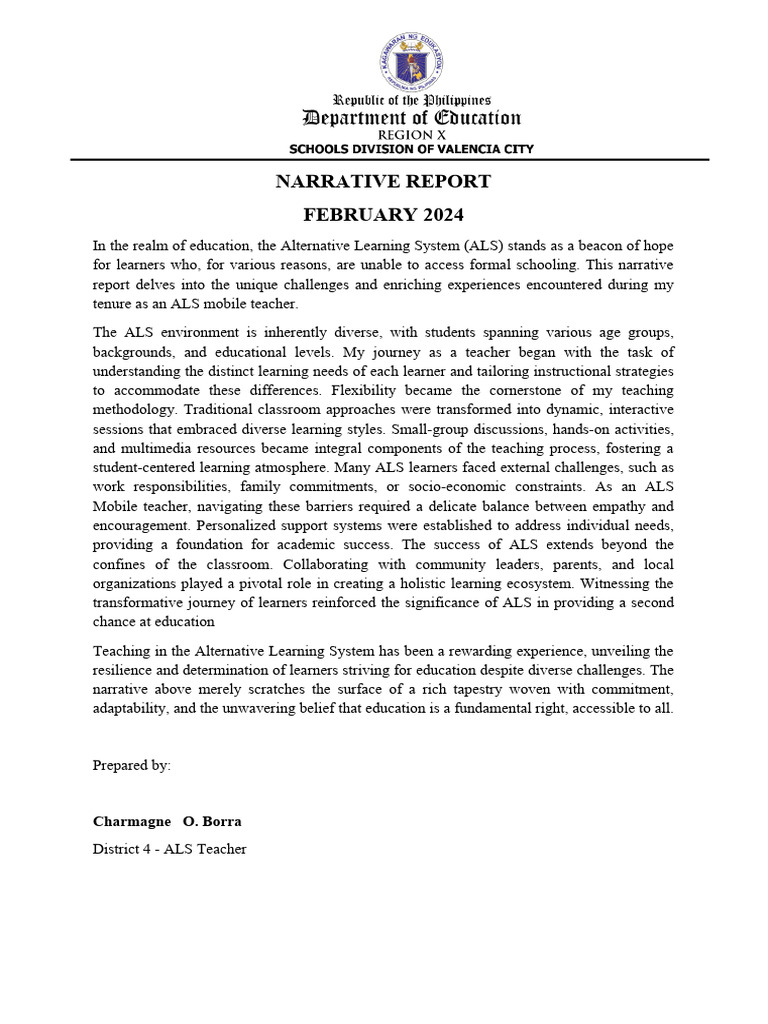 February 2024 NARRATIVE-REPORT | PDF