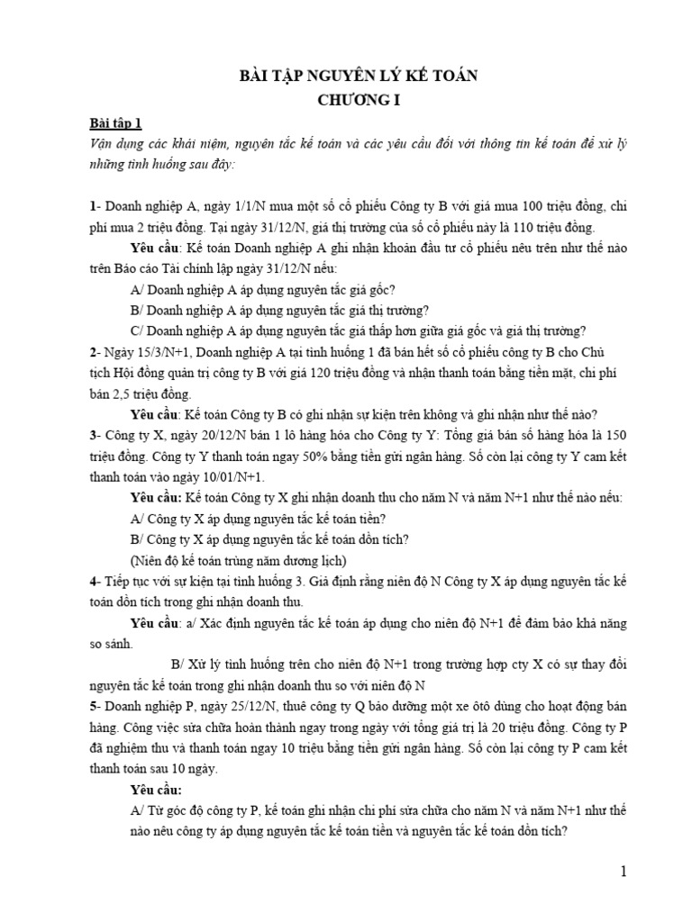 BT NLKT Chương 1,2 | PDF