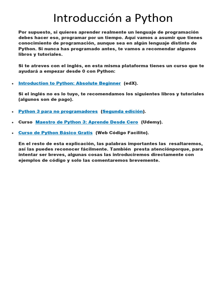 Introducción a Python para Principiantes | PDF | Servidor web ...
