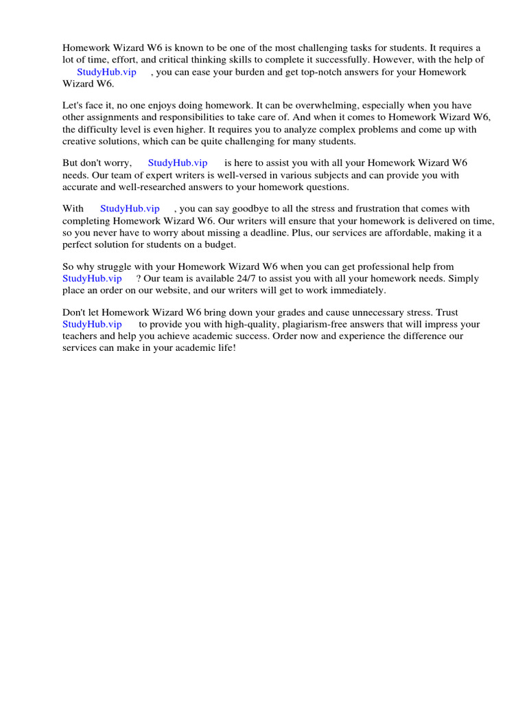 Respostas Homework Wizard w6 | PDF | Homework