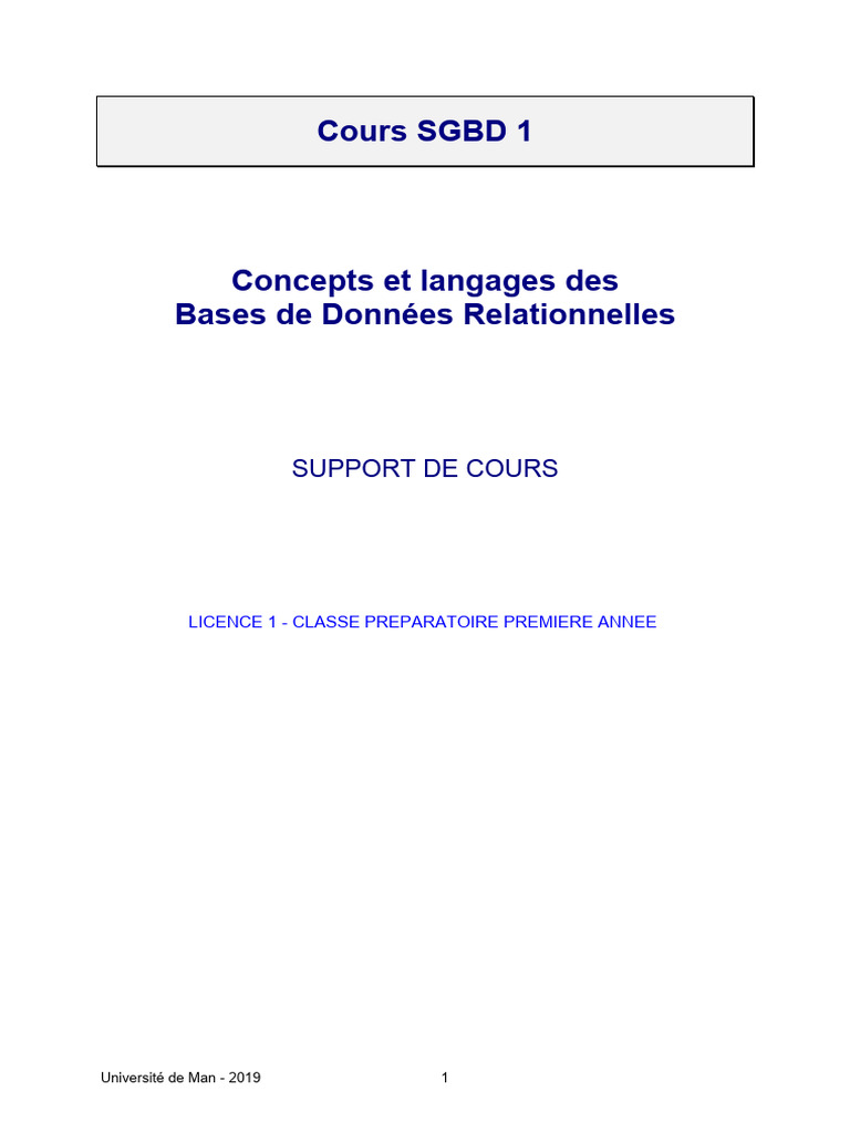 SGBDR 1 | PDF | Bases de données | Base de données relationnelle