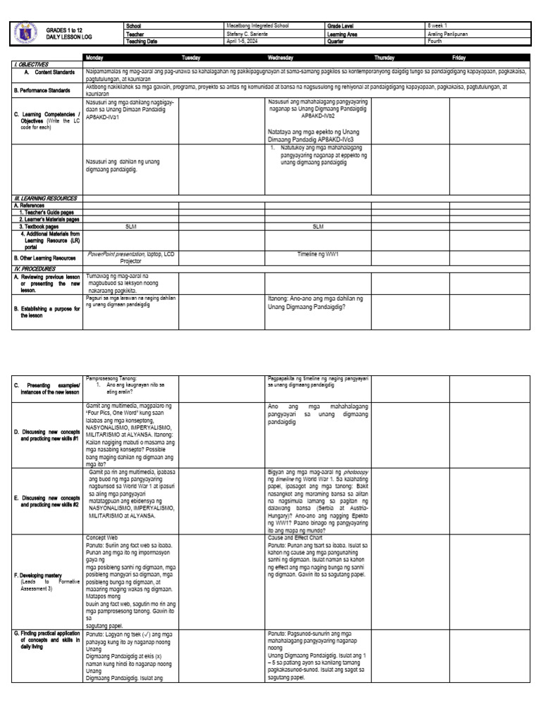 G8 Q4 DLL Week1 | PDF
