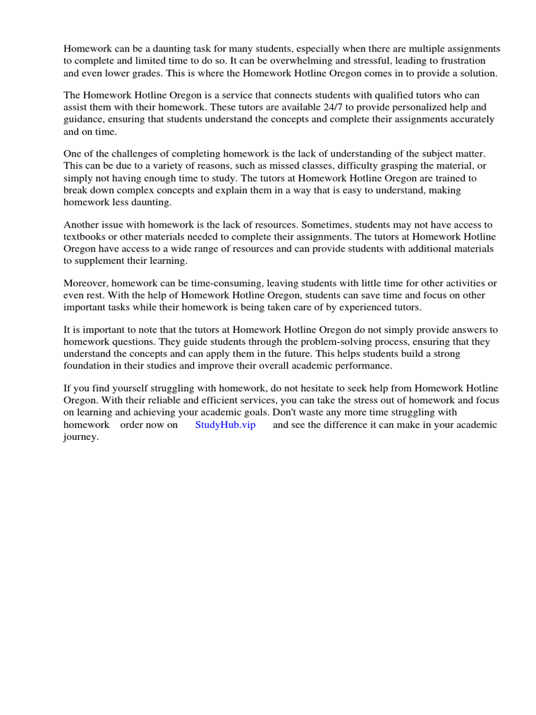 Homework Hotline Oregon | PDF | Homework Homework Hotline Oregon | PDF | Homework