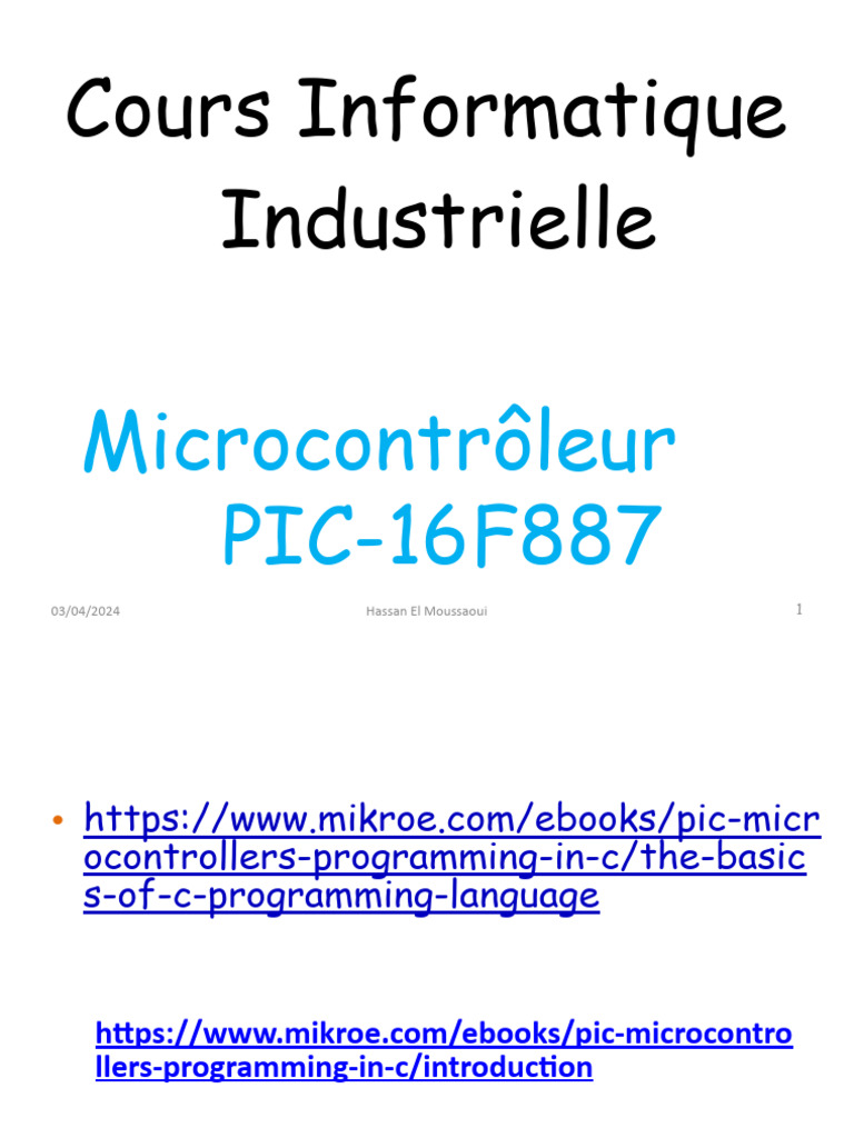 Cours Microcontroleur Pic 16f887 2019 2020 Pdf Microcontrôleur