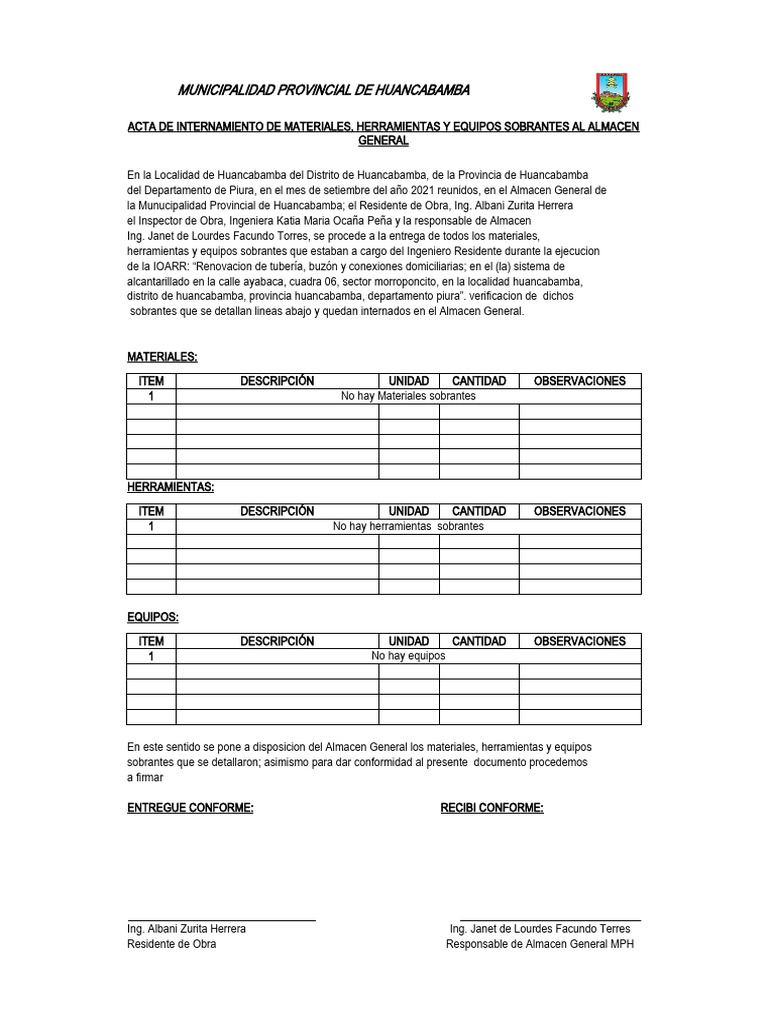 11 Acta de Internamiento | PDF