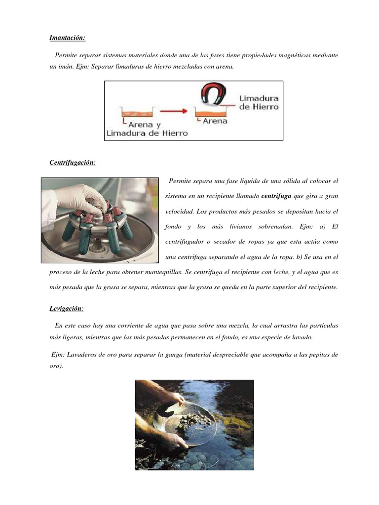 Métodos o Técnicas de Separación de Mezclas | PDF | Evaporación | Agua