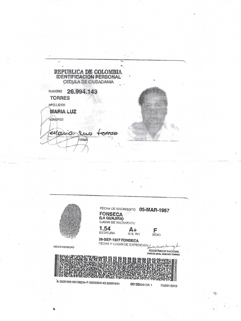 Cedula de Maria Luz | PDF