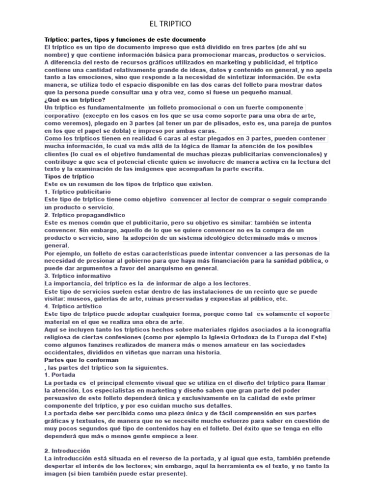 Tríptico: Partes, Tipos y Funciones | PDF | Publicidad | Información