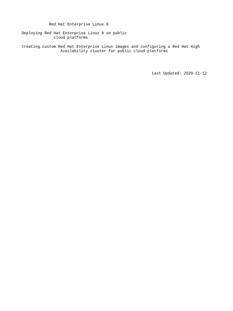 RHEL 8 3 Deploying Red Hat Enterprise Linux 8 On Public Cloud Platforms | PDF | Hyper V | Cloud ...