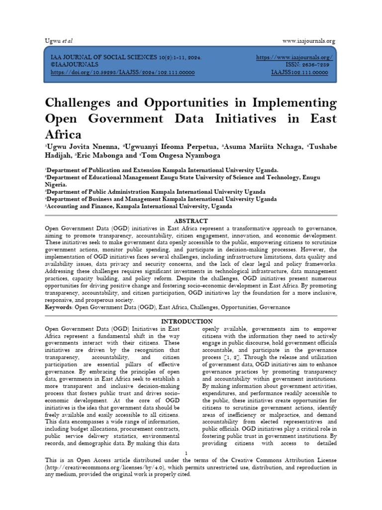 Challenges and Opportunities in Implementing Open Government Data ...
