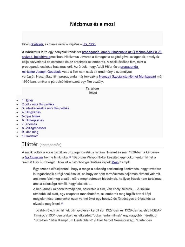 Nácizmus És A Mozi | PDF