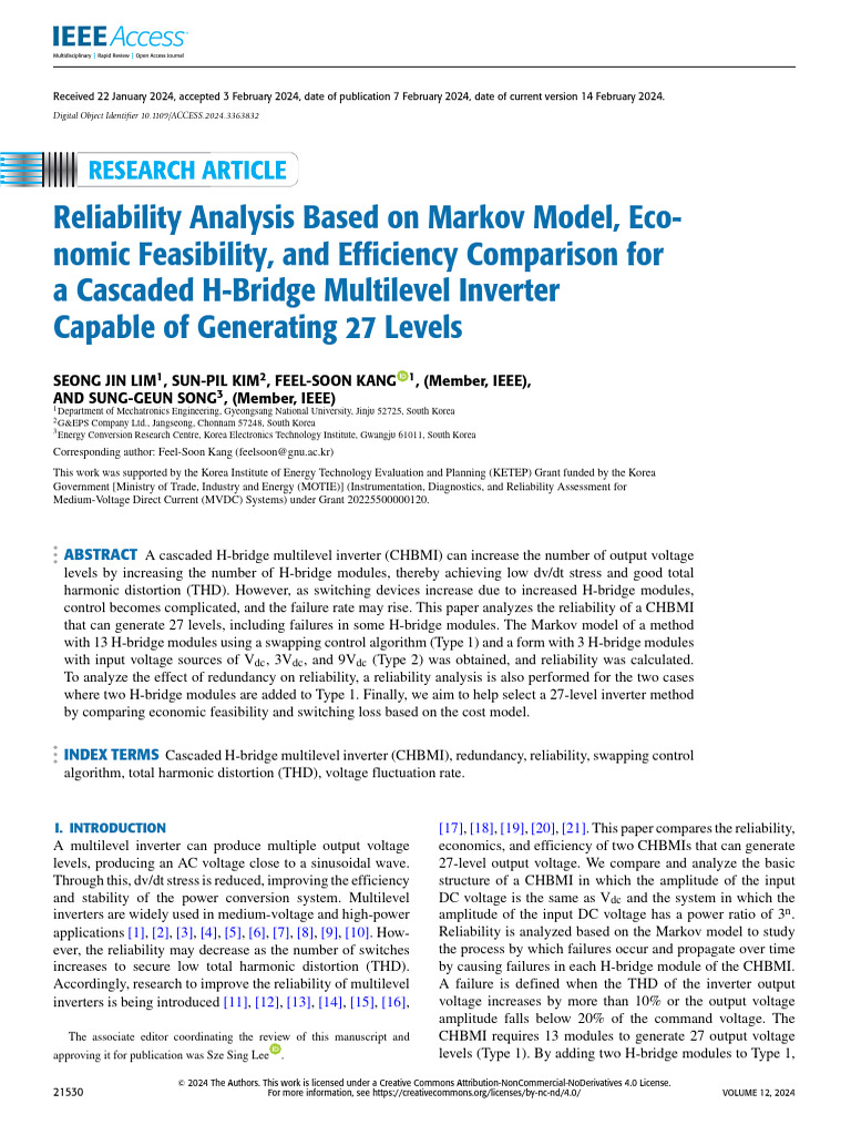 Reliability Analysis Based On Markov Model Economic Feasibility and Efficiency Comparison For A ...