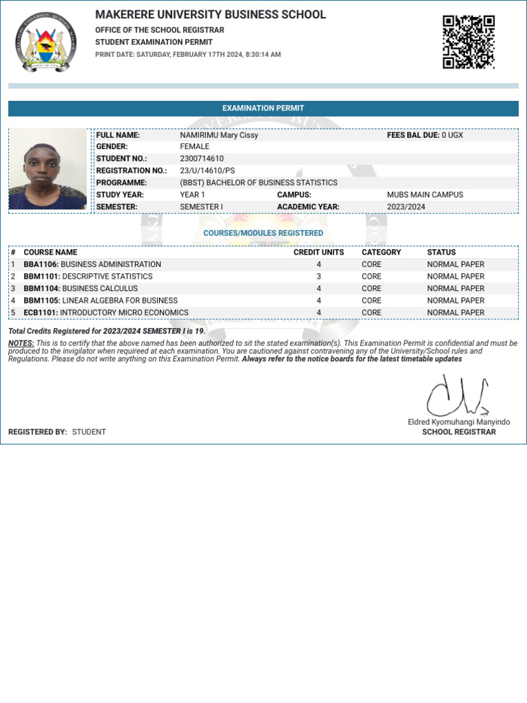 Examination Permit | PDF