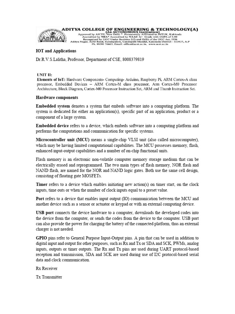 IOT Unit - II | PDF | Microcontroller | System On A Chip