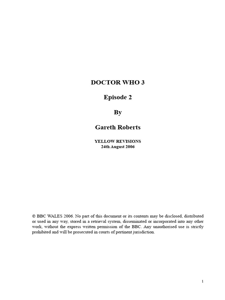 Doctor Who 3 Episode 2 The Shakespeare Code Yellow Revisions 24082006 ...