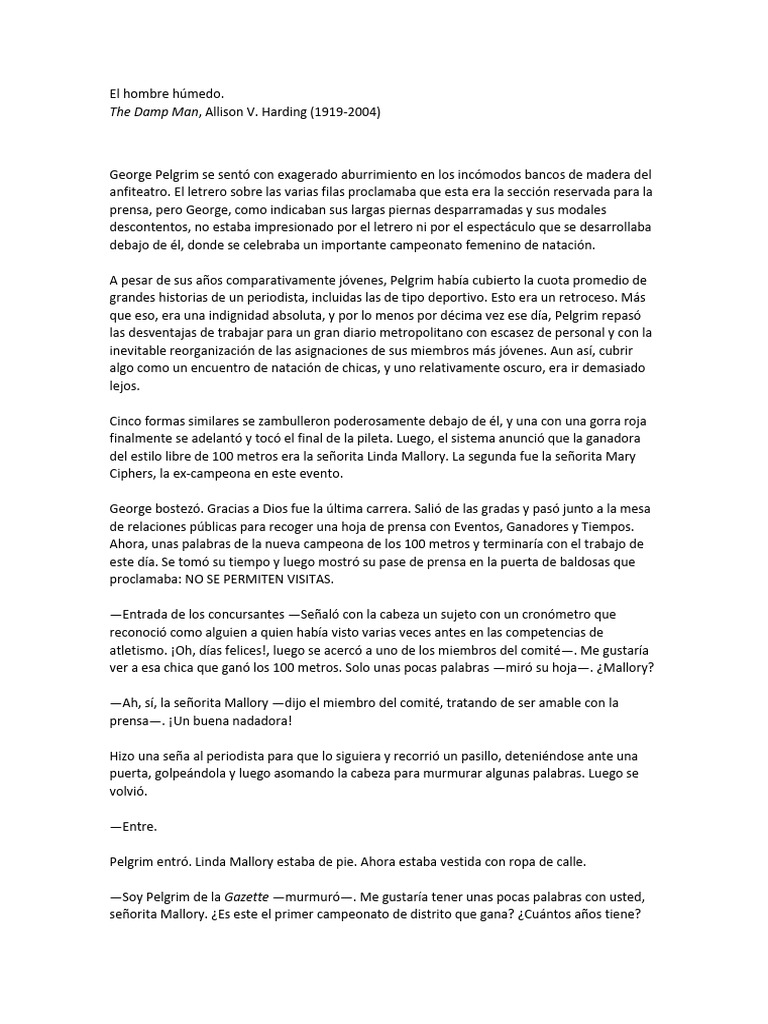 El Hombre Húmedo | PDF | Nadando