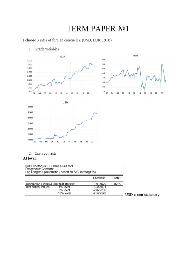 Term Paper 1 | PDF | Vector Autoregression | Statistical Analysis