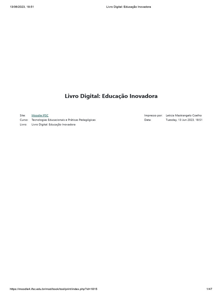 Livro Digital Educação Inovadora Tecnologias Educacionais Pdf
