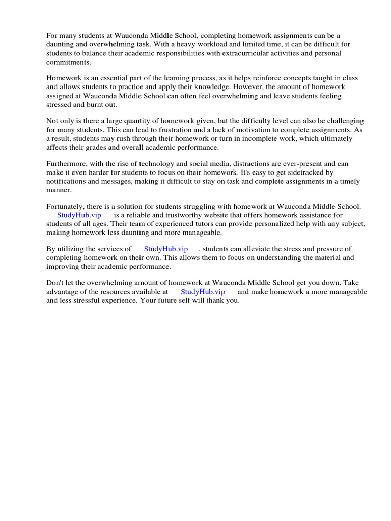 Wauconda Middle School Homework | PDF | Homework