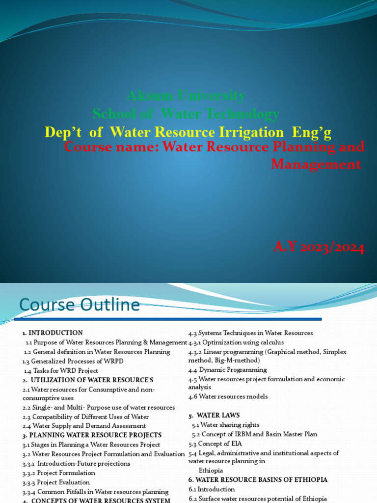 Water Resource Planning & Management Guide | PDF | Water Resources ...